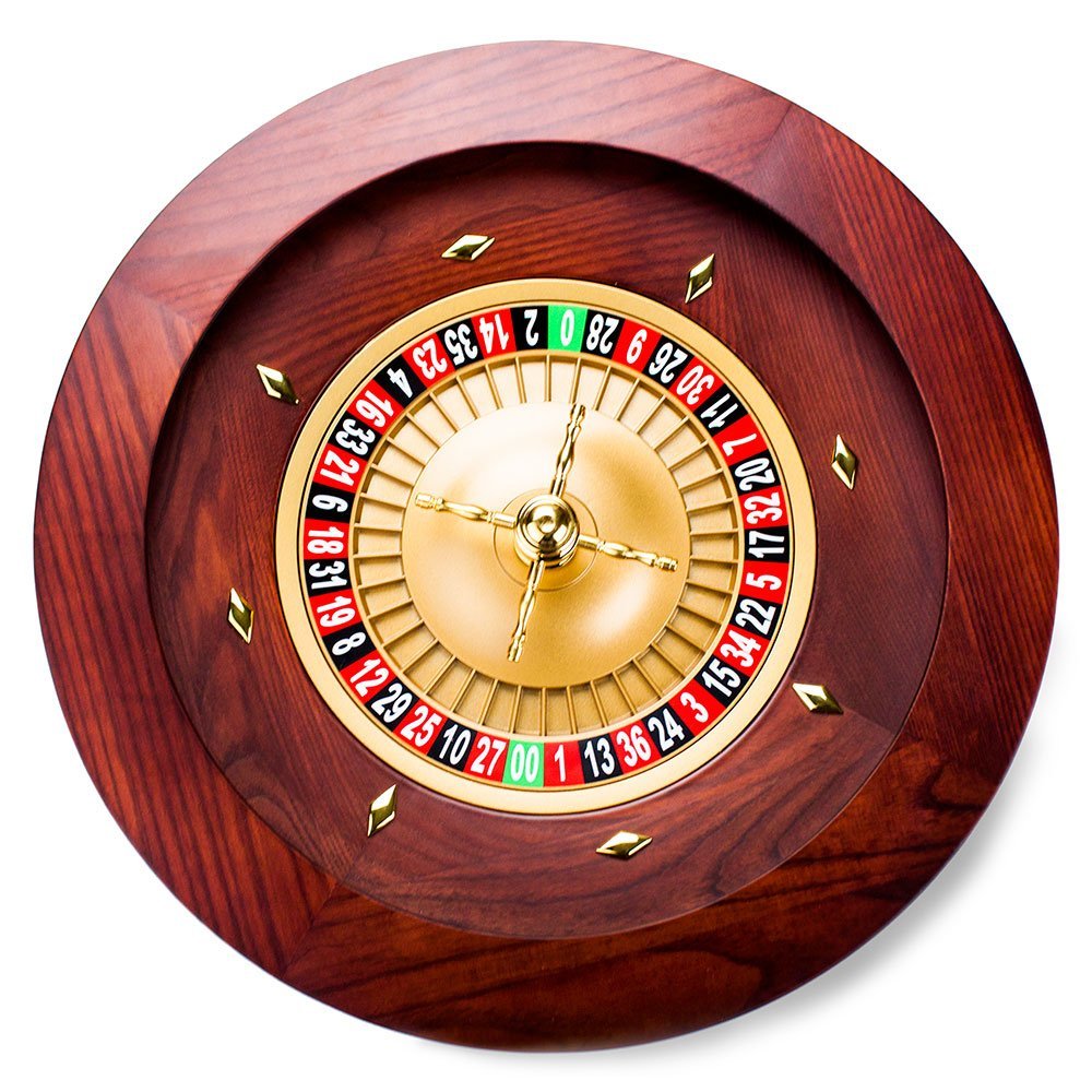 Brybelly Deluxe Wooden Roulette Wheel Set,18" Red/Brown Mahogany with Double-Zero Layout, Casino Grade Precision Bearings, Aircraft Aluminum Dish,Chrome-Plated Brass Turret Casino Game Night Essential