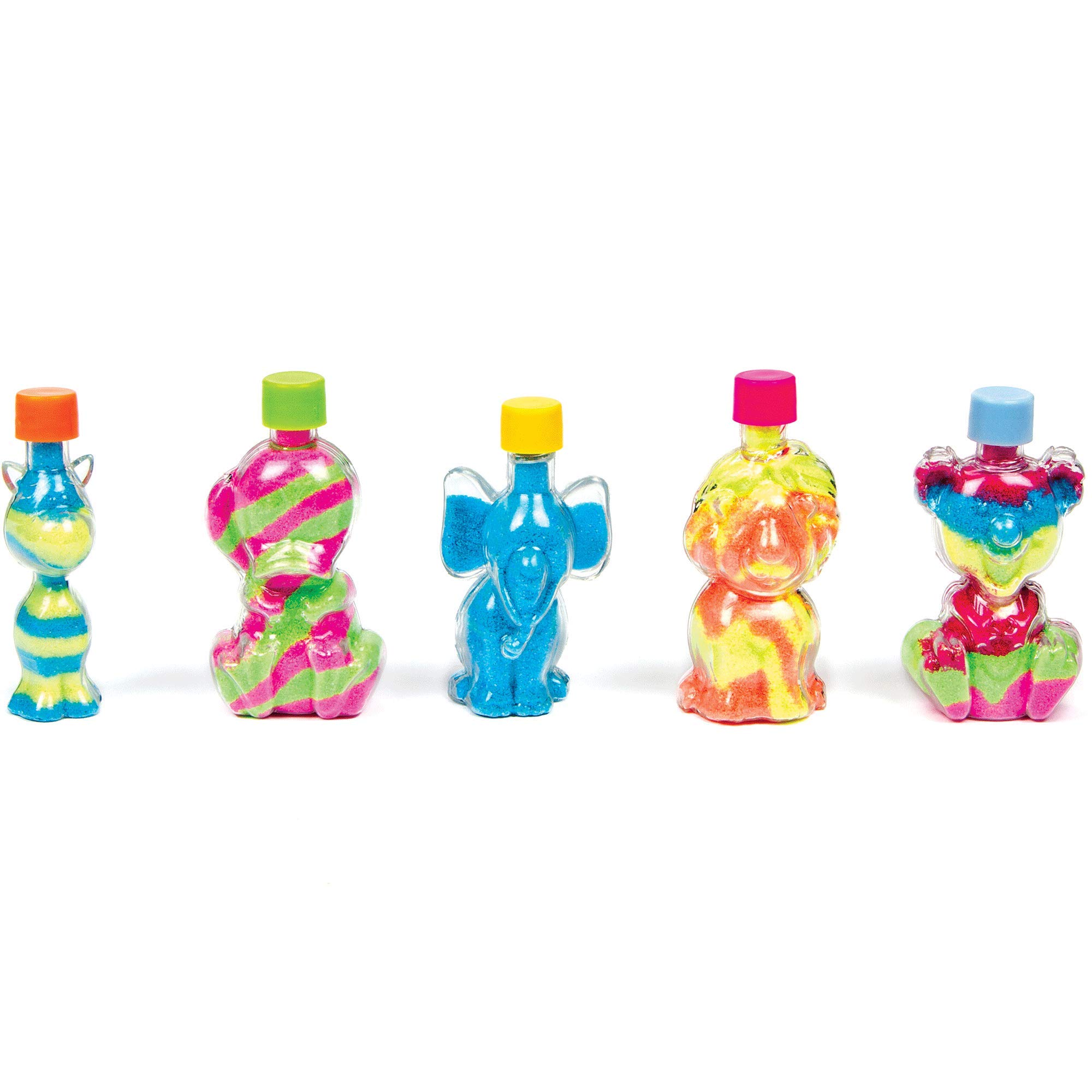 Baker Ross AF360 Animal Sand Art Bottles - Pack of 6, to Fill with Loose Glitter Or Sand, Art for Crafting and Ornament Making