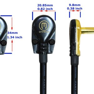 WORLDS BEST CABLES 3 Units - 18 Inch - Pedal, Effects, Patch, Instrument Cable Custom Made Made Using Mogami 2524 Wire and Eminence Gold Plated ¼ inch (6.35mm) R/A Pancake Type Connectors