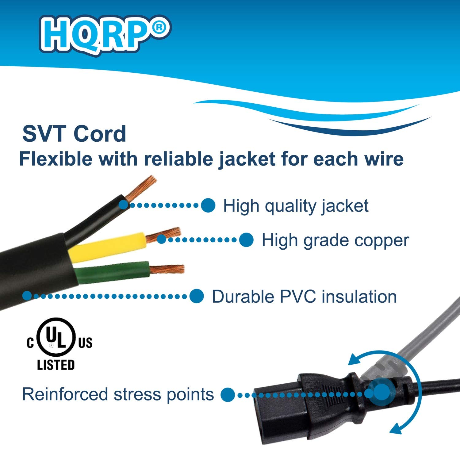 HQRP 10ft AC Power Cord Compatible with Definitive Technology ProSub 600 800 1000 Subwoofer Mains Cable