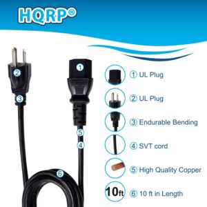 HQRP 10ft AC Power Cord Compatible with Definitive Technology ProSub 600 800 1000 Subwoofer Mains Cable