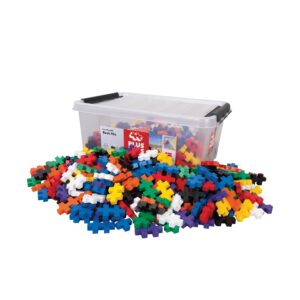 plus plus big - open play set - 400 piece in storage tub- basic color mix, construction building stem toy, interlocking large puzzle blocks for toddlers and preschool