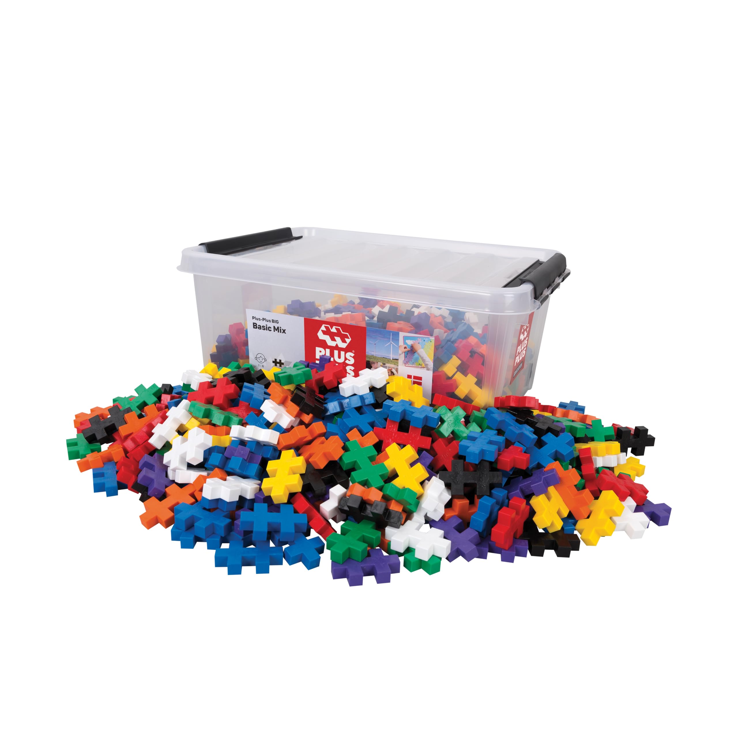 PLUS PLUS BIG - Open Play Set - 400 Piece in Storage Tub- Basic Color Mix, Construction Building Stem Toy, Interlocking Large Puzzle Blocks for Toddlers and Preschool