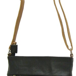 Handcrafted Genuine Leather Pebbled Medium Cross Body Shoulder Bag Purse (Black)