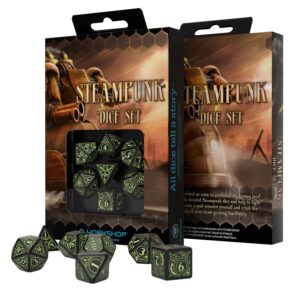 Q-Workshop Steampunk Black & Glow-in-The-Dark Dice Set (7)