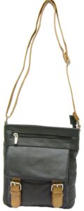 handcrafted genuine leather pebbled medium cross body shoulder bag purse (black)