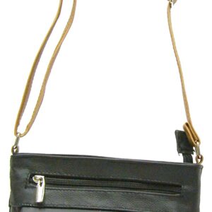 Handcrafted Genuine Leather Pebbled Medium Cross Body Shoulder Bag Purse (Black)