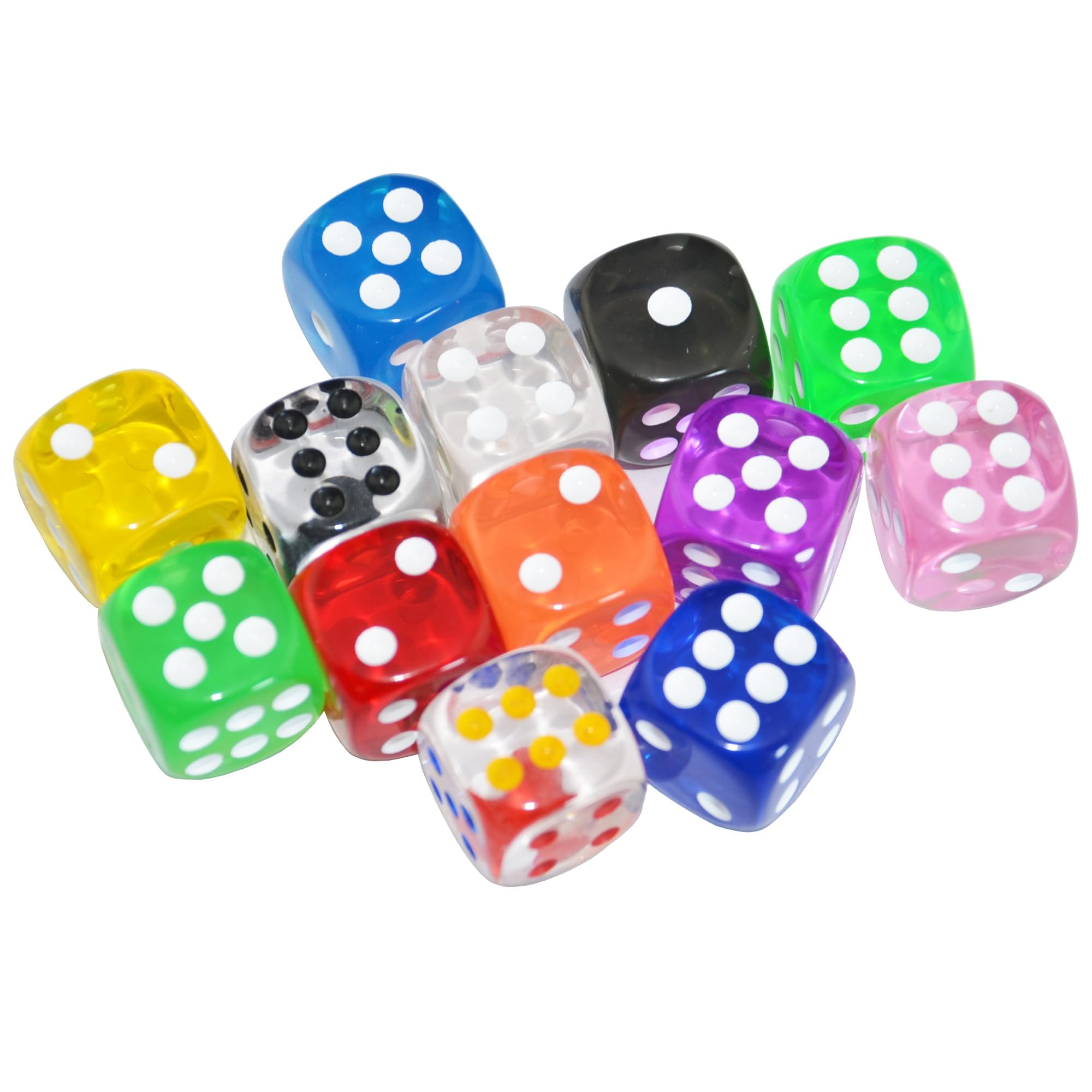 SmartDealsPro 10-Pack D6 Six Sided 16mm Transparent Dice Die for DND, MTG, RPG, Tenzi, Yahtze, Bunco, Table Borad Games, Math Teaching