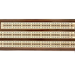 House of Cribbage - Continuous Cribbage Board/Box Inlaid in Rosewood/Maple 12" - 3 Tracks - Sliding Lid Drawer