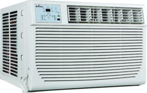 garrison 2477801 r-410a through-the-window heat/cool air conditioner with remote control, 8000 btu, white