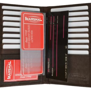 MARSHAL Wallet Womens Leather Long Credit Card Organizational Wallet (Brown)