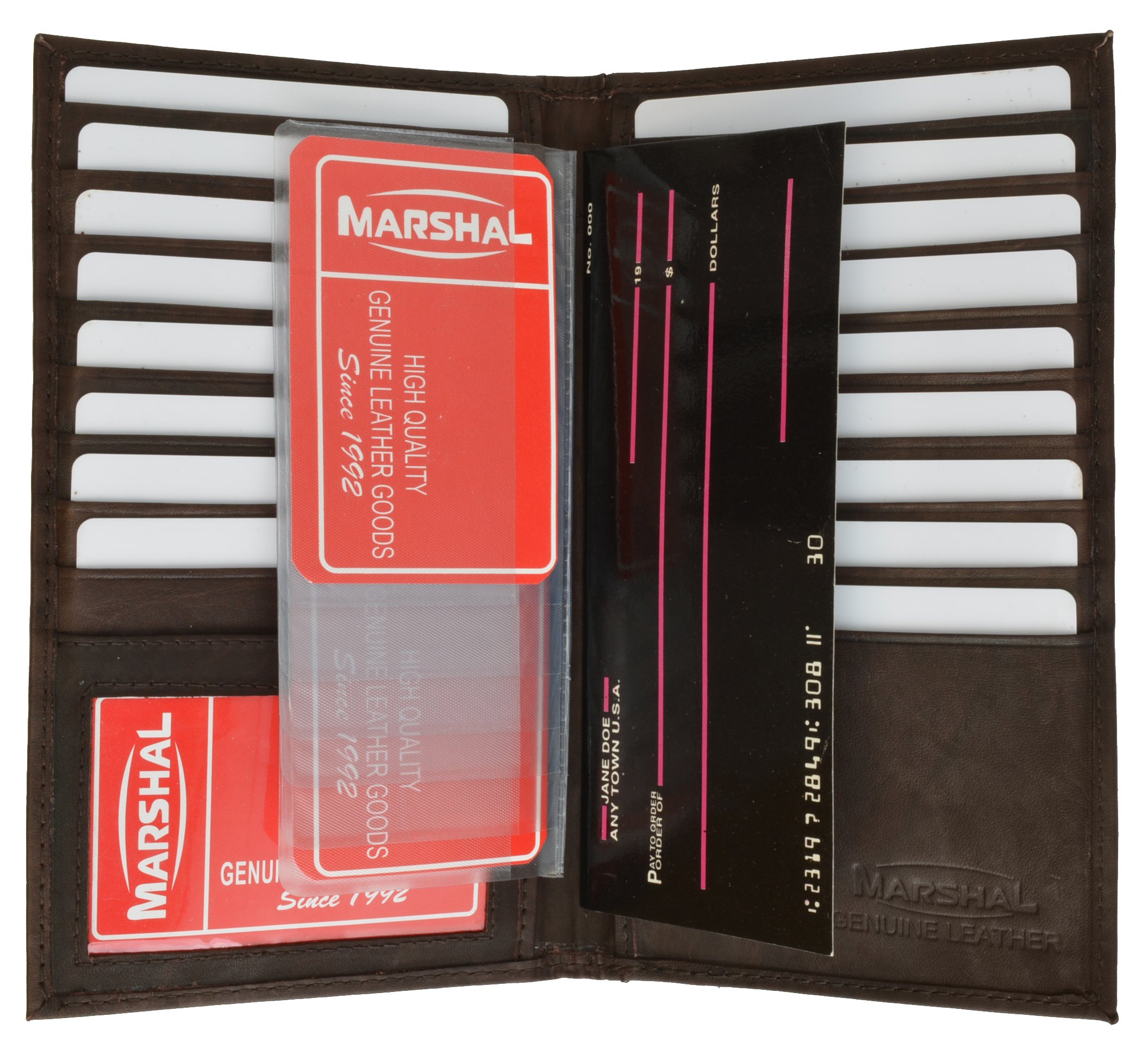 MARSHAL Wallet Womens Leather Long Credit Card Organizational Wallet (Brown)