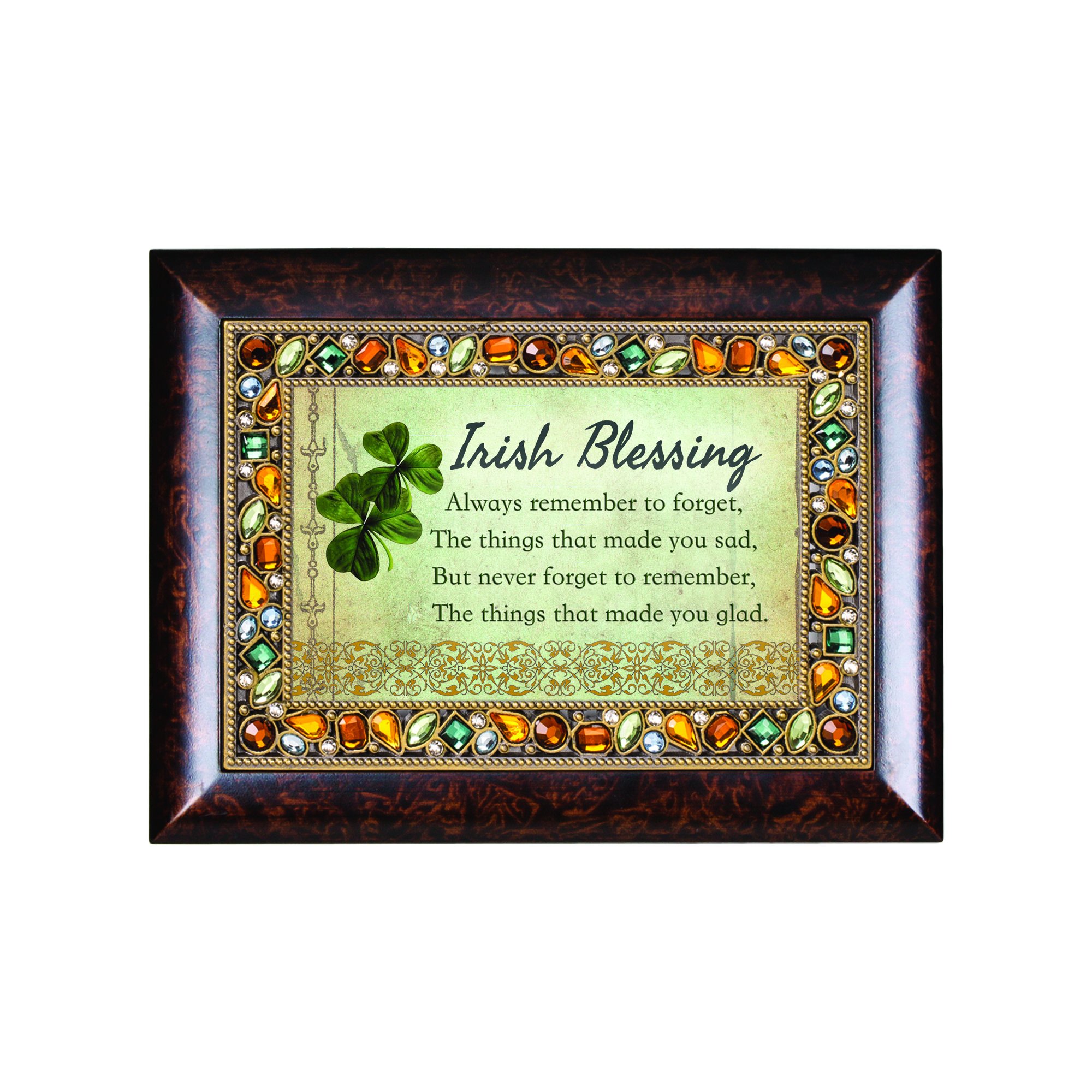 Cottage Garden Irish Blessing Always Remember Earth Tone Jewelry Music Box Plays When Irish Eyes are Smiling