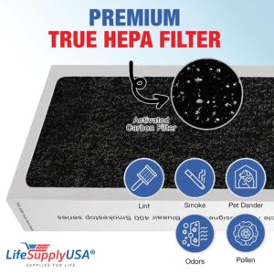 LifeSupplyUSA SmokeStop Carbon Particle Filter Replacement Compatible with All Blueair 400 Series Air Purifiers 400PF 401 401PF 410B 402 403 410 450E 455 455EB