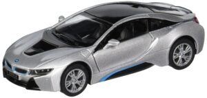 kinsmart bmw i8 gray 5" 1:36 scale die cast metal model toy car w/pullback action