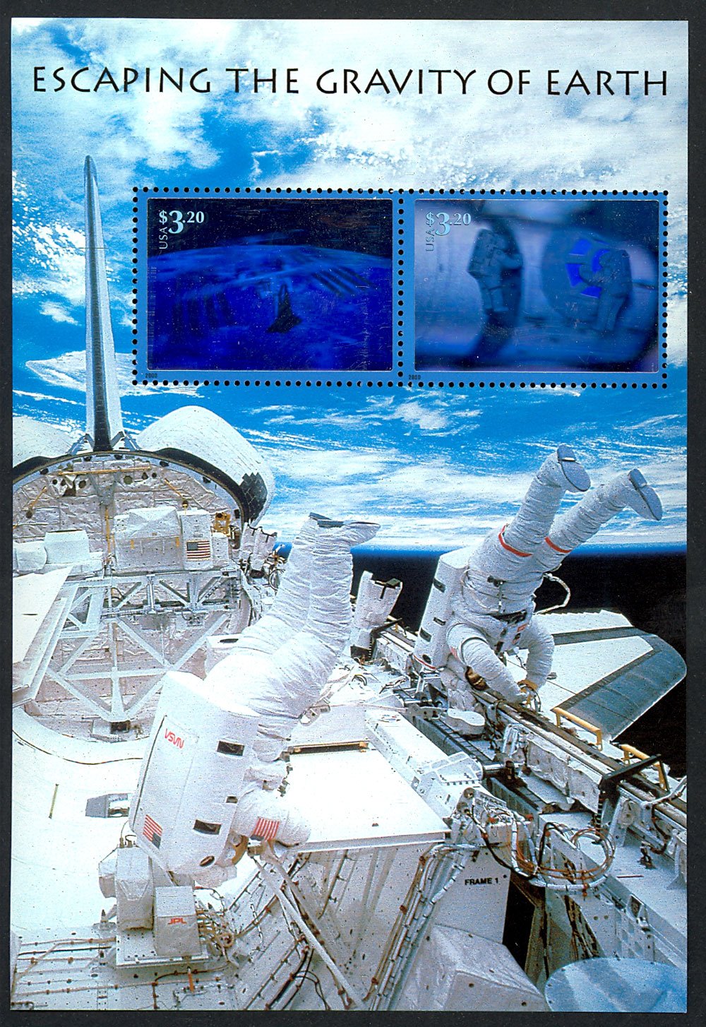 Escaping the Gravity of Earth Mint Sheet of Two Hologram Stamps - Scott 3411