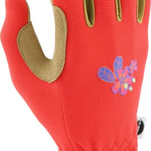 Miracle-Gro MG86201 Synthetic Leather Palm Gloves – [Orange, Medium/Large], Touchscreen Compatible