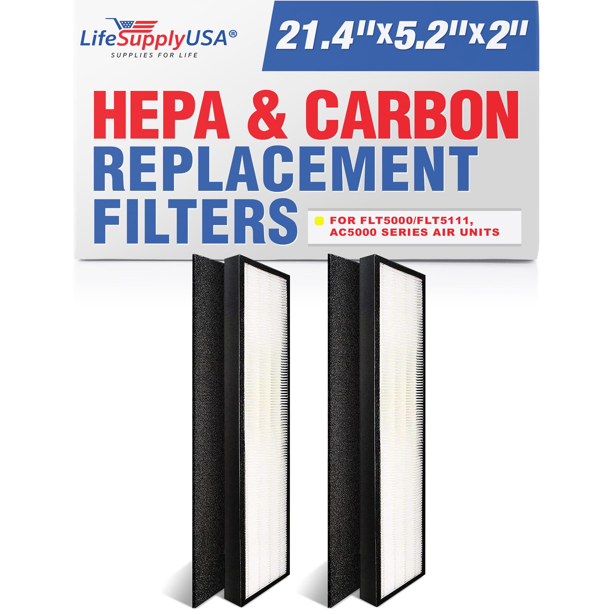 LifeSupplyUSA True HEPA Replacement Compatible with GermGuardian FLT5000/FLT5111 AC5000 Series Air Cleaners, Filter C (2-Pack)