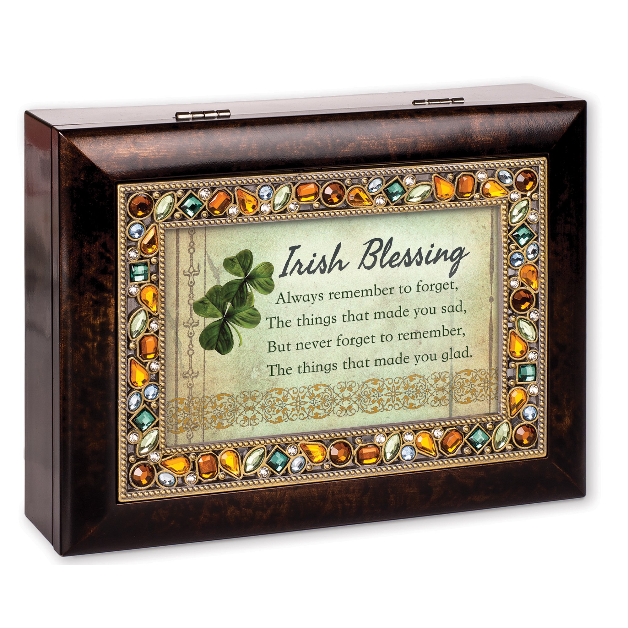 Cottage Garden Irish Blessing Always Remember Earth Tone Jewelry Music Box Plays When Irish Eyes are Smiling