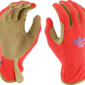 Miracle-Gro MG86201 Synthetic Leather Palm Gloves – [Orange, Medium/Large], Touchscreen Compatible