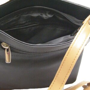 Handcrafted Genuine Leather Pebbled Medium Cross Body Shoulder Bag Purse (Black)