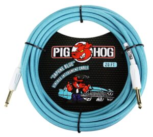 pig hog pch20db 1/4" to 1/4" daphne blue guitar instrument cable, 20 feet