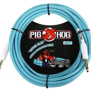 Pig Hog PCH20DB 1/4" to 1/4" Daphne Blue Guitar Instrument Cable, 20 Feet