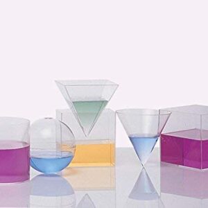 hand2mind Plastic Fillable 3D Shapes, Clear Geometric Solids for Measuring Volume (Set of 6)