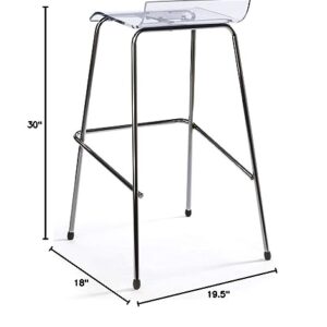 Displays2go Set of 4 - Modern Bar Stools with Clear Acrylic Seat, Backless, Stackable, Polished Chrome Legs