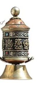 table top copper brass tibetan buddhist 8 lucky symbols prayer wheel