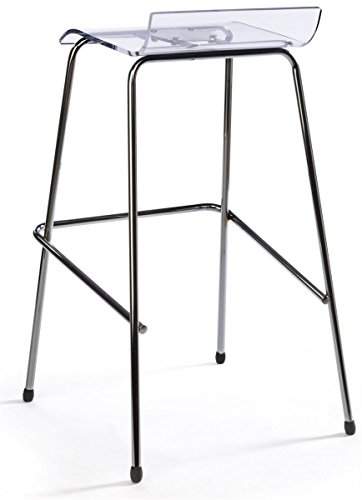 Displays2go Set of 4 - Modern Bar Stools with Clear Acrylic Seat, Backless, Stackable, Polished Chrome Legs