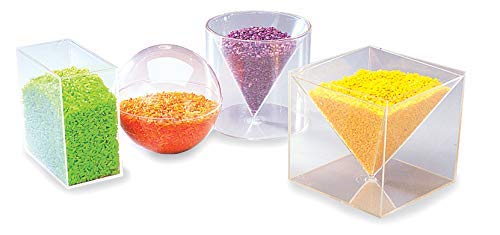 hand2mind Plastic Fillable 3D Shapes, Clear Geometric Solids for Measuring Volume (Set of 6)