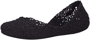 melissa women's campana papel vii ballet flat, black glitter, 5 m us