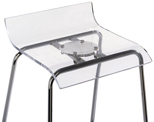 Displays2go Set of 4 - Modern Bar Stools with Clear Acrylic Seat, Backless, Stackable, Polished Chrome Legs