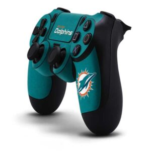 Skinit Decal Gaming Skin Compatible with PS4 Controller - Officially Licensed NFL Miami Dolphins Distressed- Aqua Design