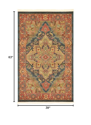 Unique Loom Sahand Collection Area Rug - Arsaces (3' 3" x 5' 3" Rectangle, Navy Blue/ Gray)