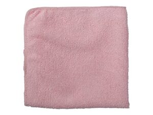 rubbermaid commercial products light commercial microfiber cloth, pack of 24, 12 x 12", pink, all-purpose rag/towel for janitorial/professional cleaners and multi-purpose cleaning/dusting/polishing