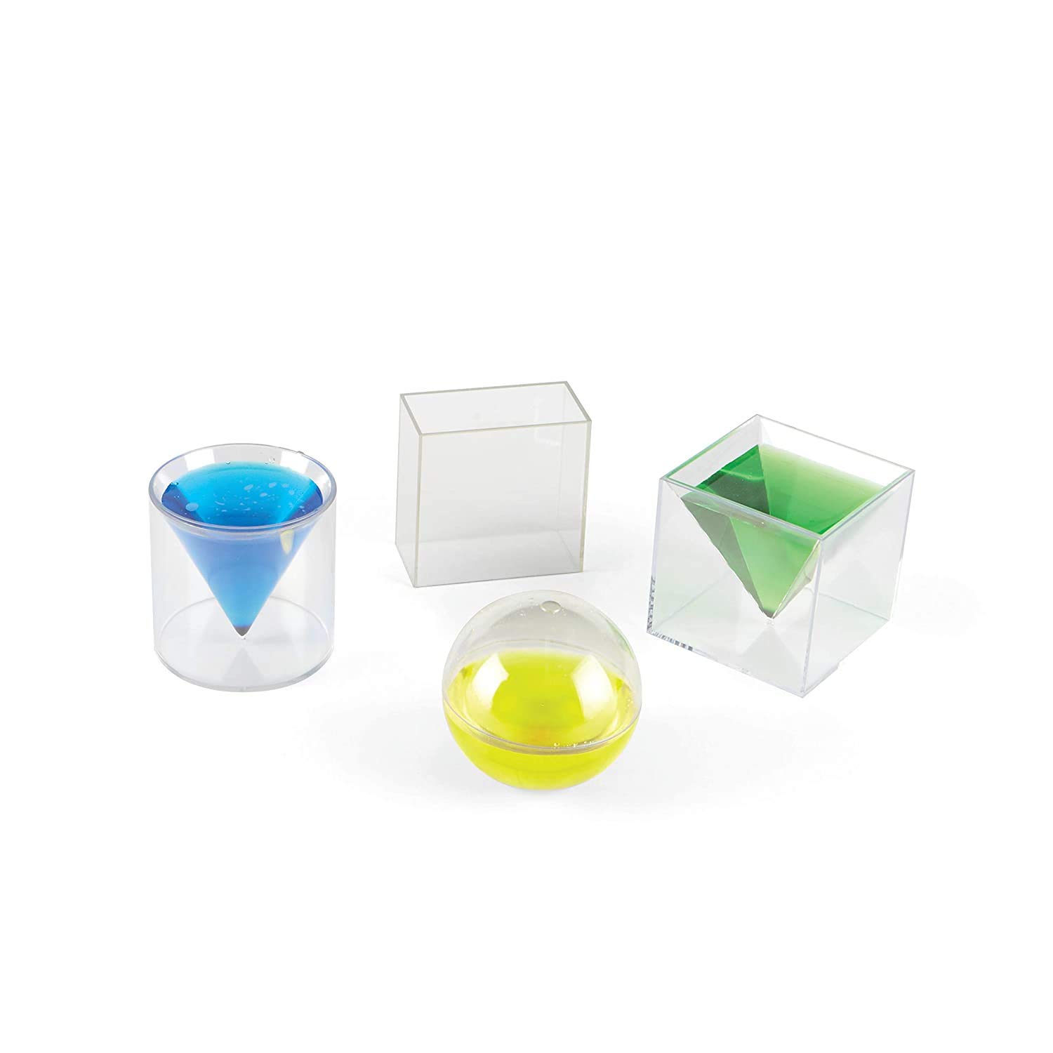 hand2mind Plastic Fillable 3D Shapes, Clear Geometric Solids for Measuring Volume (Set of 6)