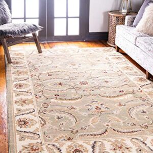 Unique Loom Voyage Collection Traditional Oriental Classic Intricate Floral Design Area Rug, 9 ft 12 ft, Light Green/Ivory