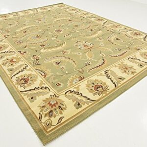 Unique Loom Voyage Collection Traditional Oriental Classic Intricate Floral Design Area Rug, 9 ft 12 ft, Light Green/Ivory