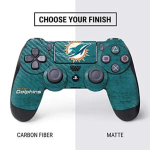 Skinit Decal Gaming Skin Compatible with PS4 Controller - Officially Licensed NFL Miami Dolphins Distressed- Aqua Design