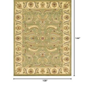 Unique Loom Voyage Collection Traditional Oriental Classic Intricate Floral Design Area Rug, 9 ft 12 ft, Light Green/Ivory