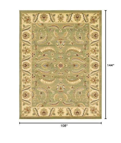 Unique Loom Voyage Collection Traditional Oriental Classic Intricate Floral Design Area Rug, 9 ft 12 ft, Light Green/Ivory