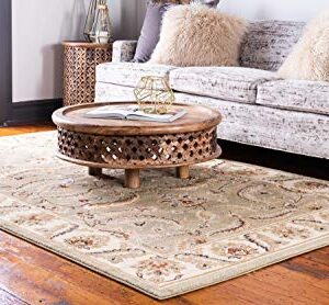 Unique Loom Voyage Collection Traditional Oriental Classic Intricate Floral Design Area Rug, 9 ft 12 ft, Light Green/Ivory