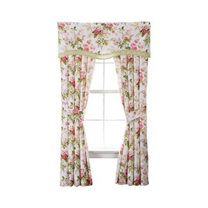 waverly emma's garden modern farmhouse floral rod pocket back tab curtains for windows in bedroom, kitchen, or living room, double panel, 100" x 84", blossom