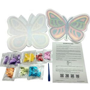 ToyKraftt Toddler Butterfly Art and Craft Kit for 3 to 5 Year Olds, Peel and Stick Pictures, Gifts for Boys Girls - Sequin Pictures Butterflies