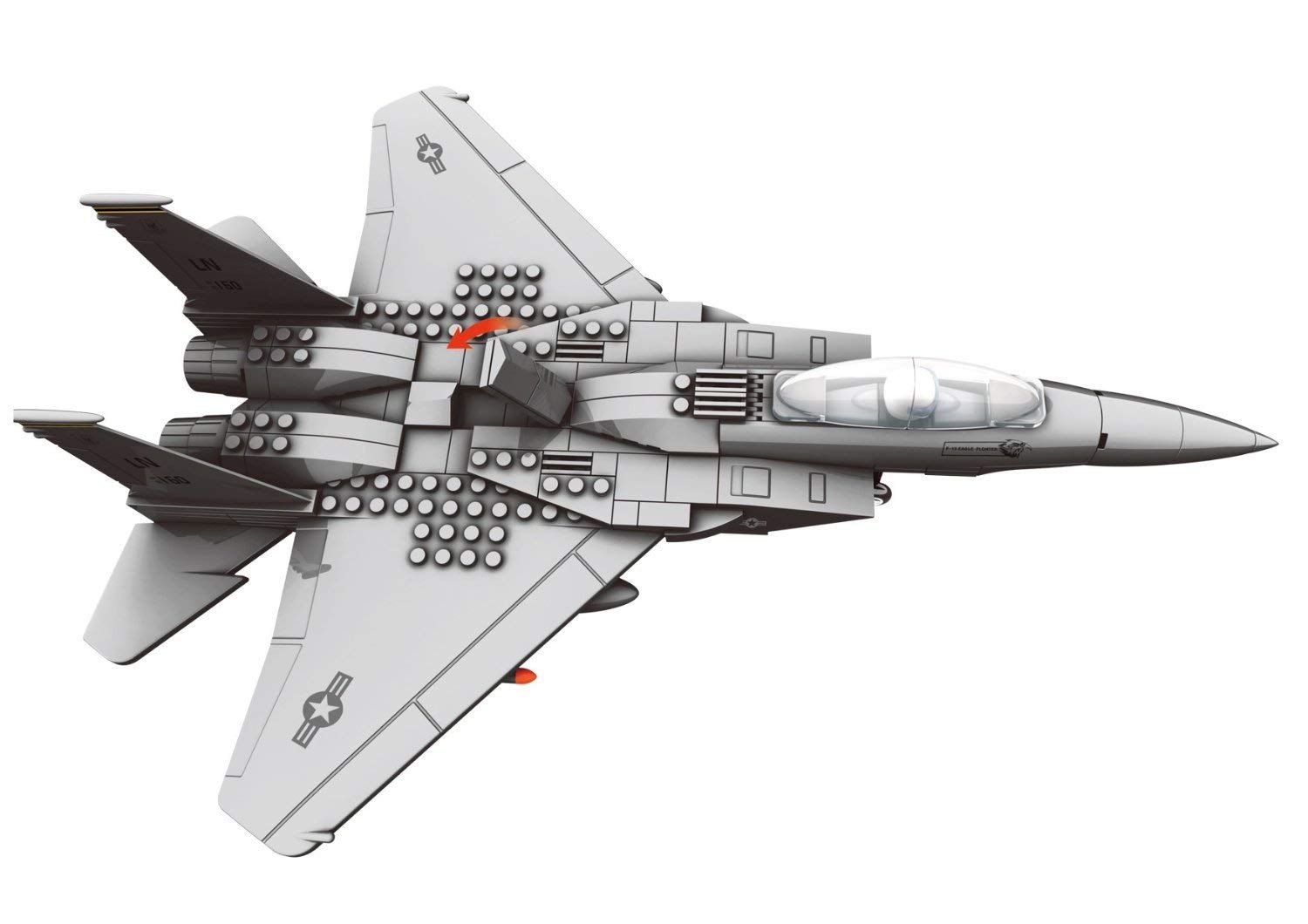 Top Race Interlocking Building F15 Fighter Jet Airplane Model Toy Kit Blocks Set | 15 x 11.81 x 3.19 inches | Ideal for Ages 3 and Up | Create Your Own Fighter Jet with This Exciting Building Set