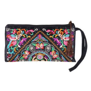 polytree women's retro ethnic embroider wallet (butterfly flower)