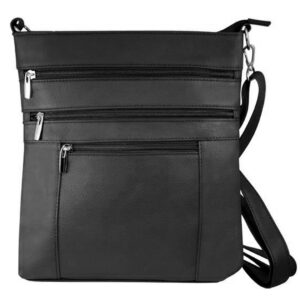 silver fever messenger italian leather shoulder cross body bag ipad compatible unisex (black-603)