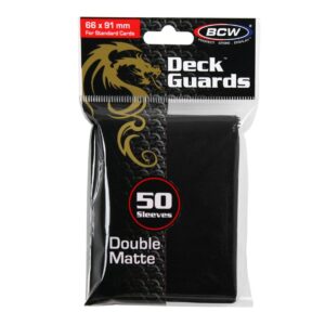 BCW Deck Guard - Double Matte Black Card Sleeves | Acid-Free, Archival-Safe, No PVC | Anti-Glare Matte Finish | Fits Standard 2½" x 3½" Game Cards | Durable Deck Protector Sleeves | 300 Ct